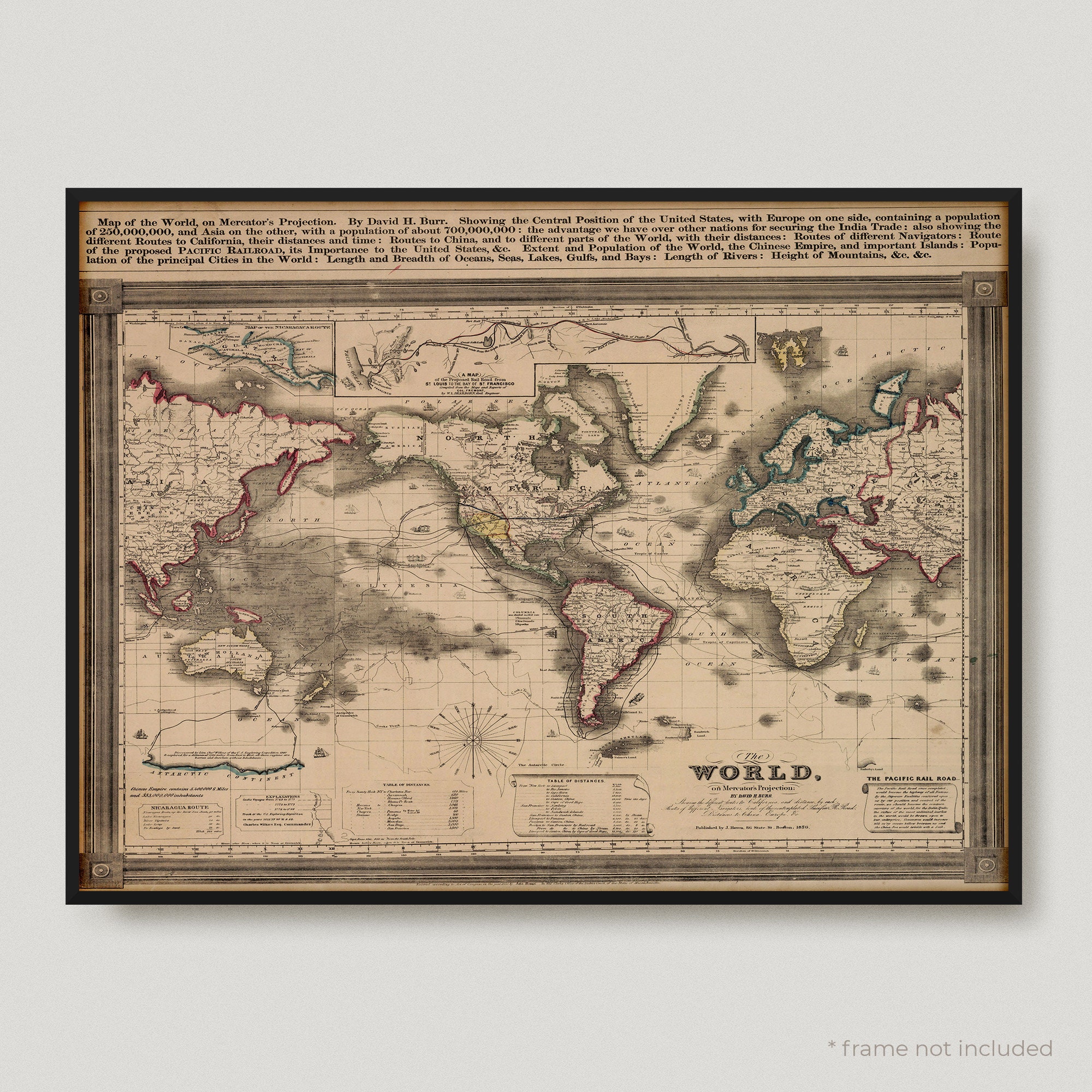1850 the World on Mercator's Projection 19th Century | Etsy