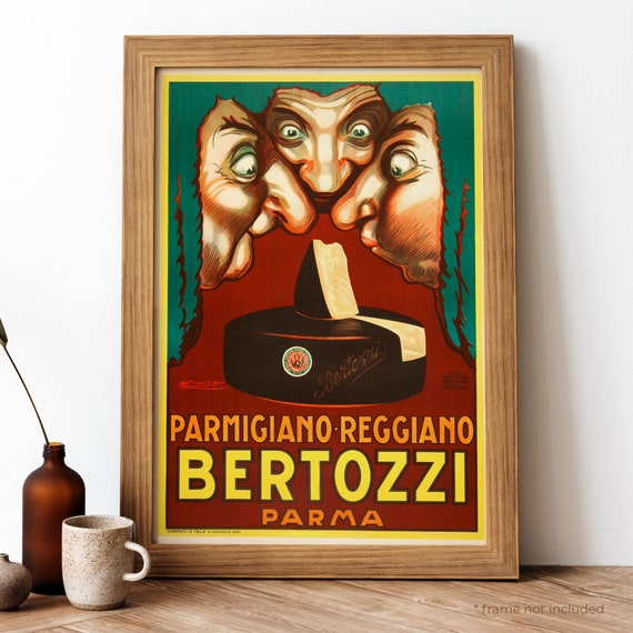 Cheese Pasta Bertozzi Vintage Poster Italian Food Retro | Etsy