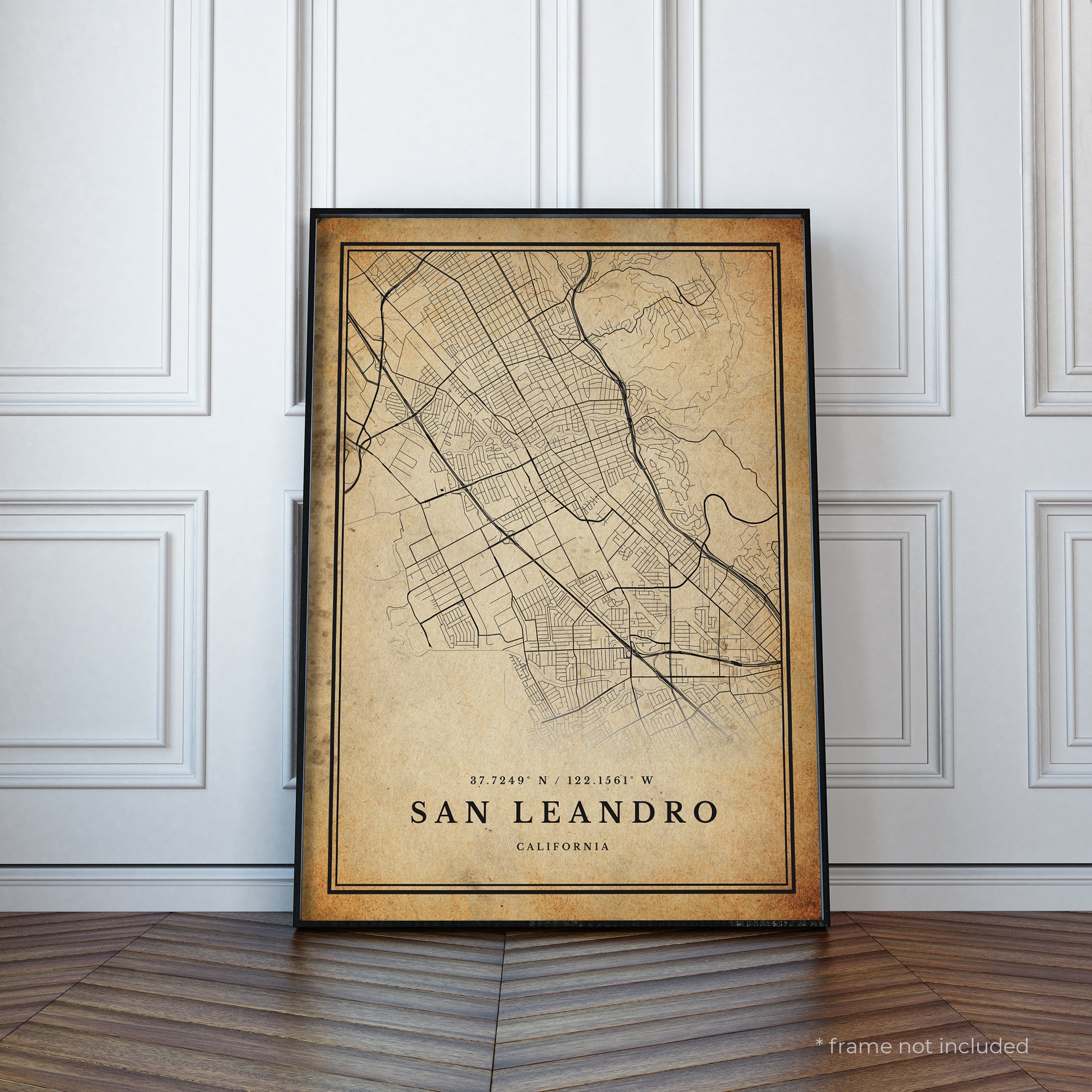 San Leandro Vintage Map Print San Leandro Retro Map Poster - Etsy