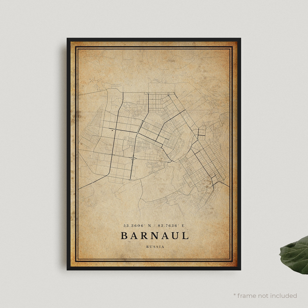 Barnaul Vintage Map Print, Barnaul Retro Map Poster, Antique Style Map ...