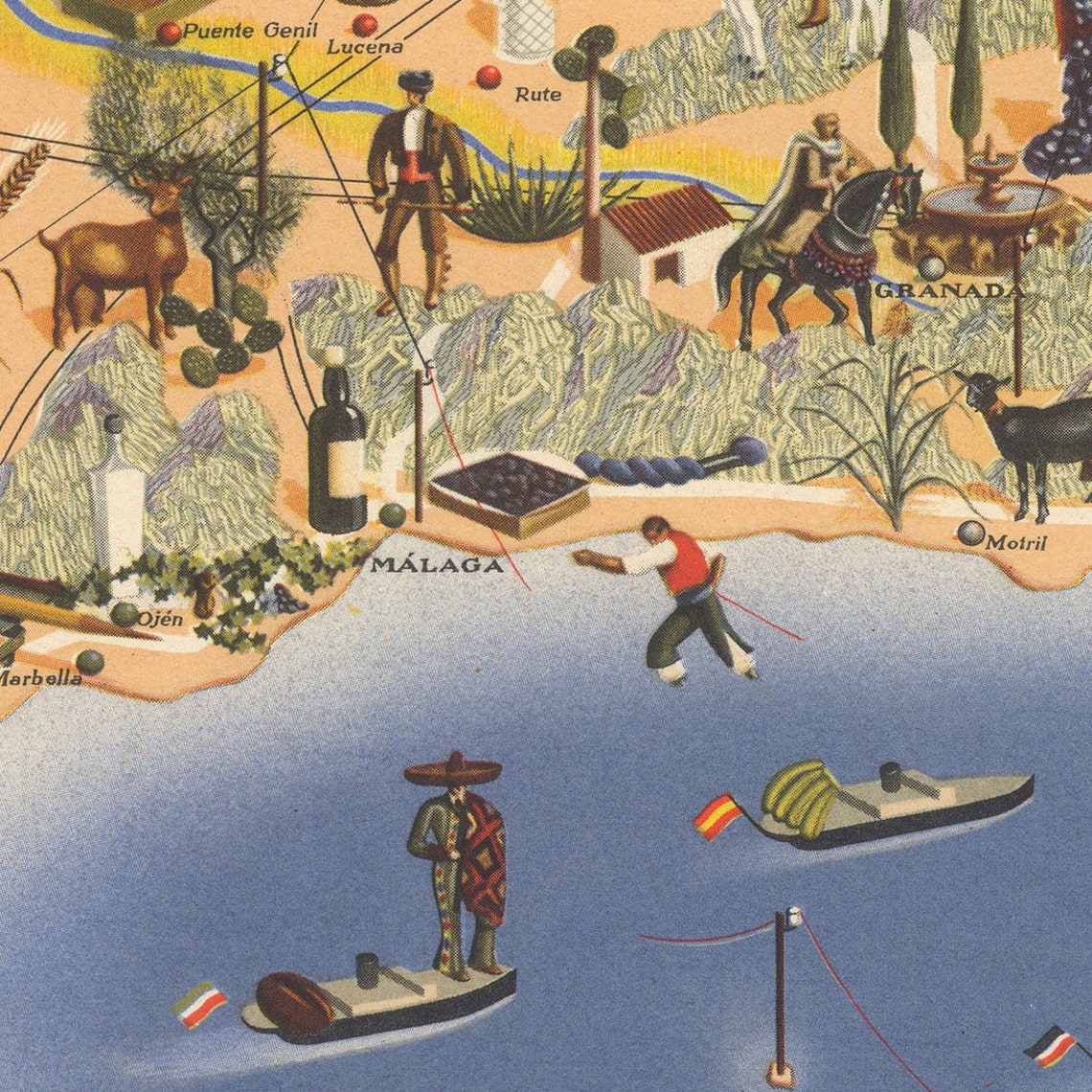 1957 Spain Antique Map of Spain Old Map of Spain Vintage - Etsy