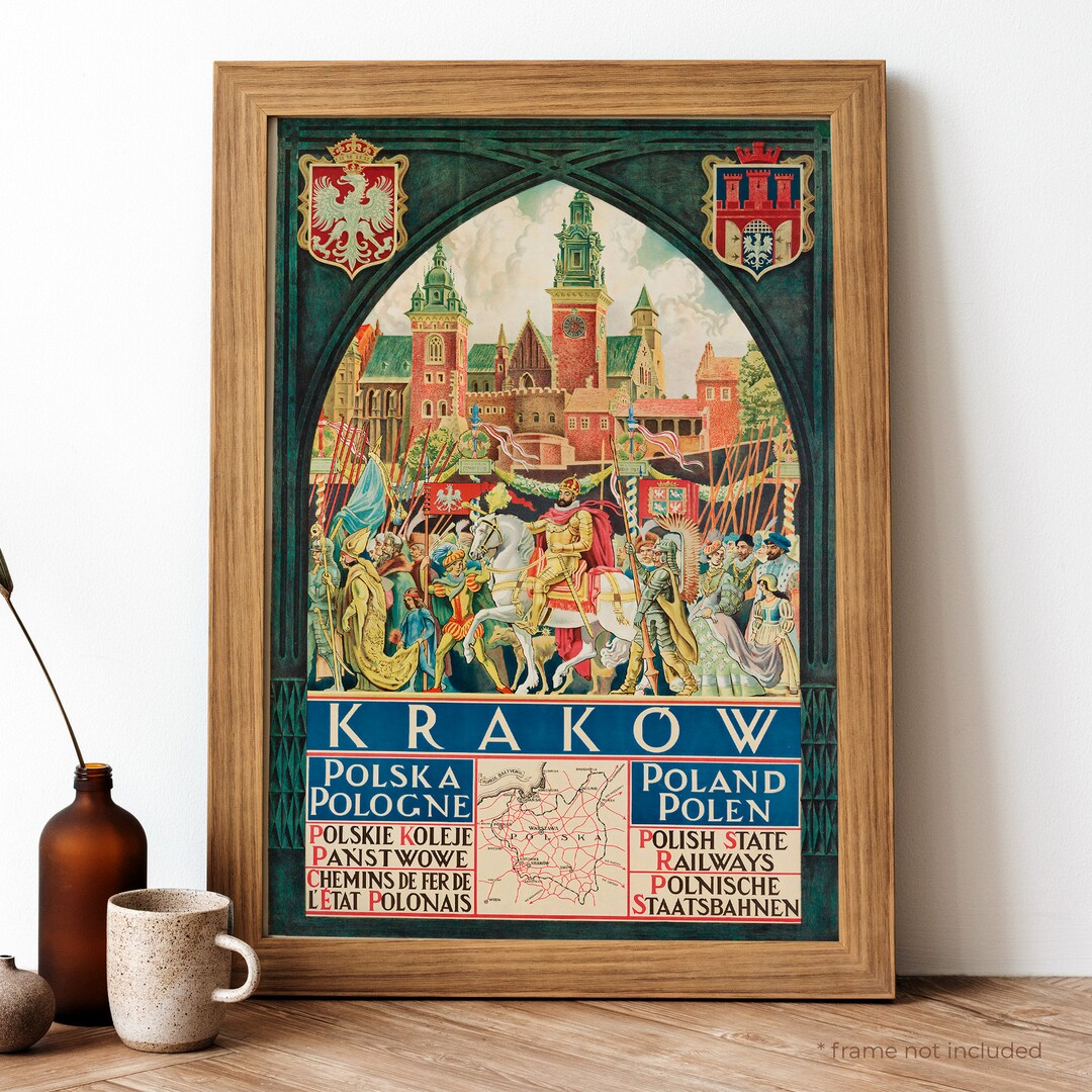 Krakow Vintage Poster, Krakow Retro Print, Vintage Polish Travel Poster ...