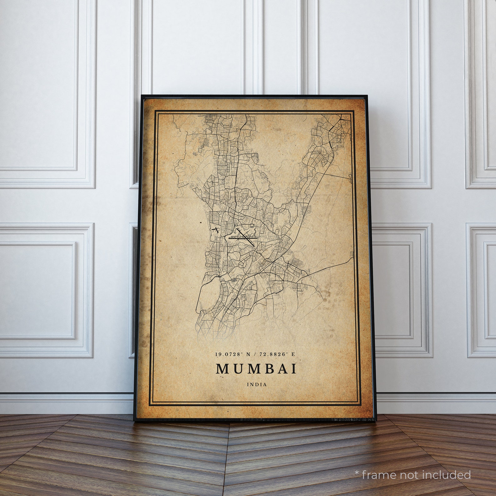 Mumbai Vintage Map Print Mumbai Retro Map Poster Antique | Etsy