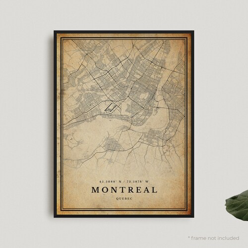 Montreal Vintage Map Print Montreal Map Quebec Map Art | Etsy