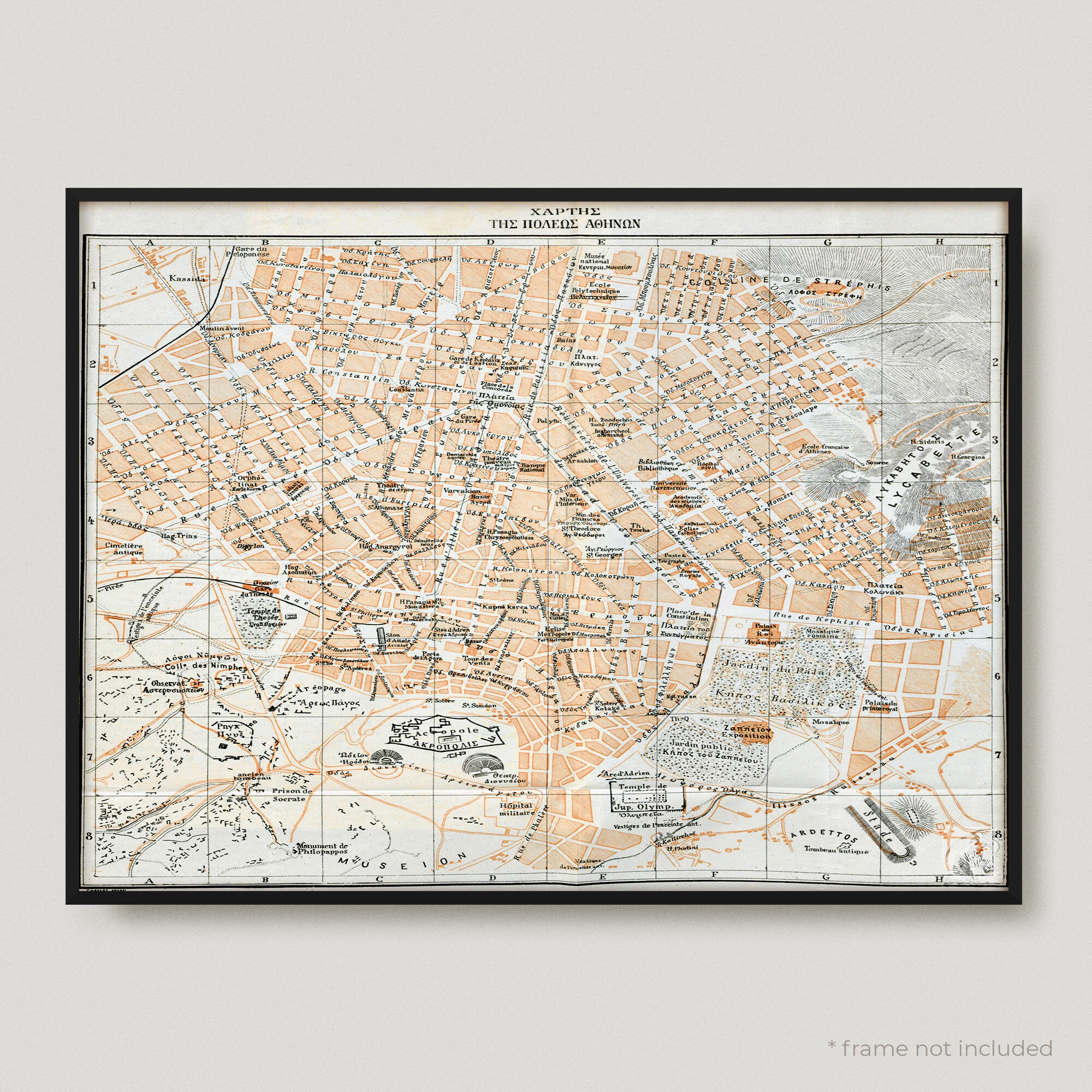 Home & Living Prints MP360 Athens City Map 1890 Map Of Athens Antique ...