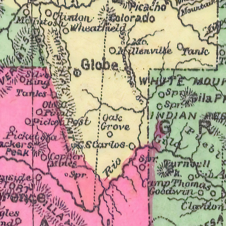 1881 Arizona Territory Map Historical Map of Arizona Antique - Etsy