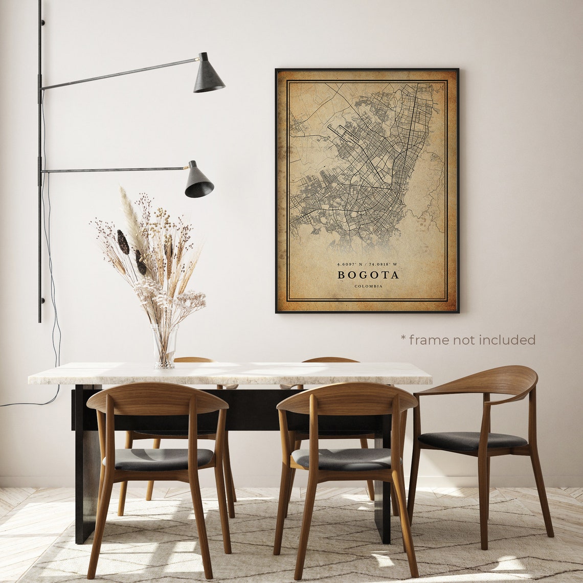 Bogota Vintage Map Print, Bogota Retro Map Poster, Antique Style Map ...