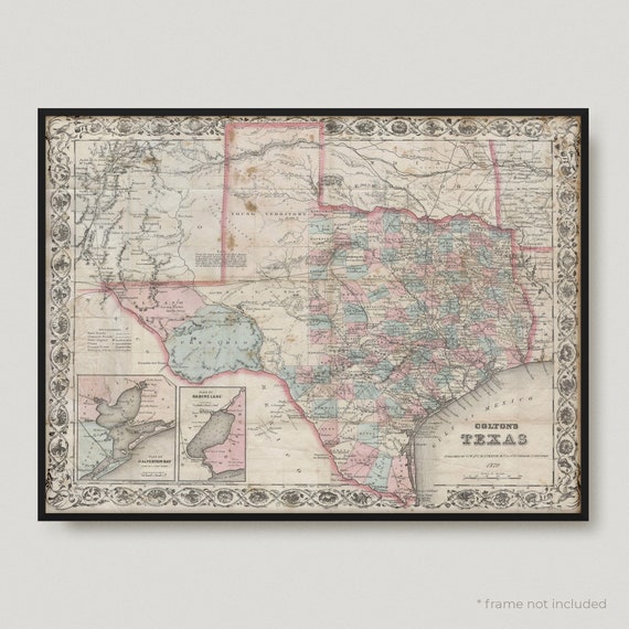 1870 Pocket Map of Texas Historical Map of Texas Antique Map - Etsy