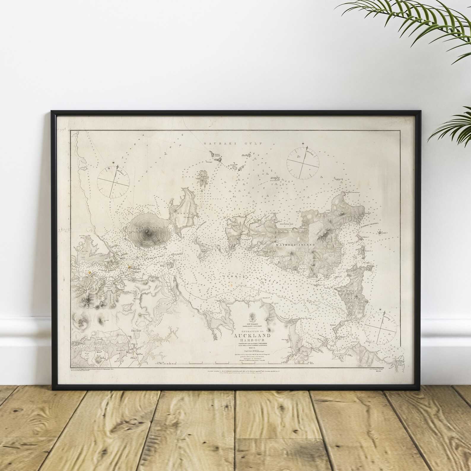 1896 Admiralty Chart Entrances to Auckland Harbor, Antique Map of ...