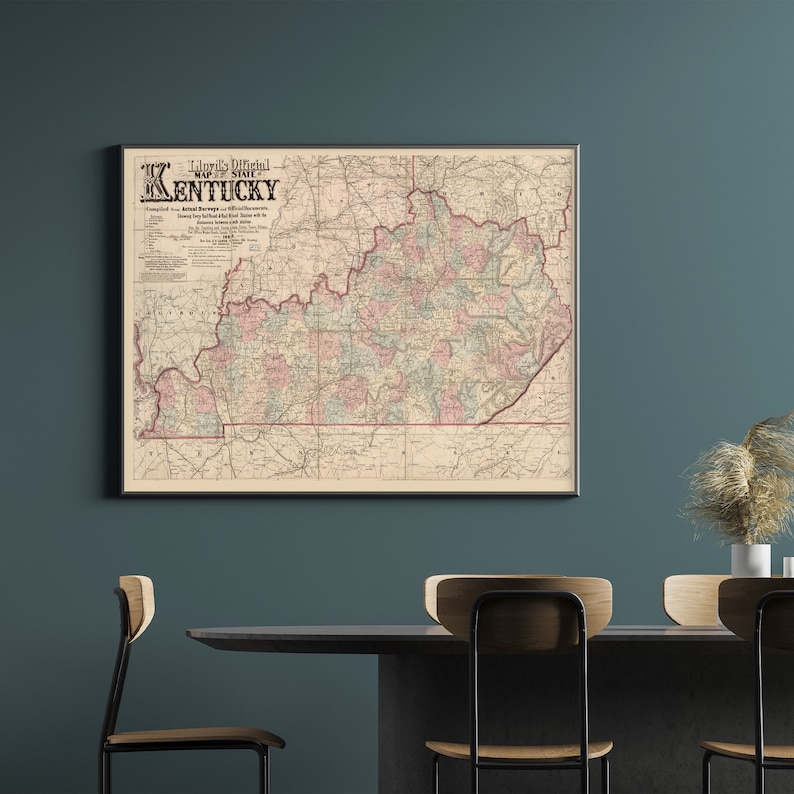 Rail Road Map of Kentucky Historical Map of Kentucky Antique - Etsy