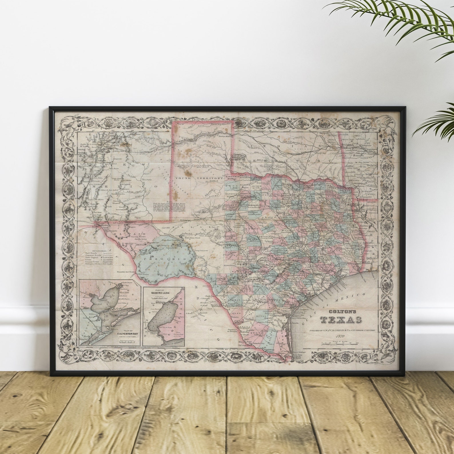 1870 Pocket Map of Texas Historical Map of Texas Antique Map - Etsy