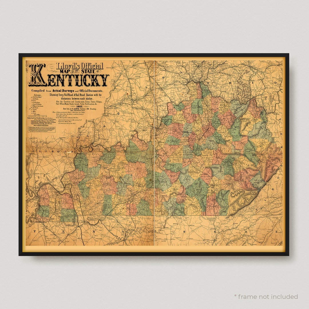 Map of the State of Kentucky, Historical Map of Kentucky, Antique Map ...