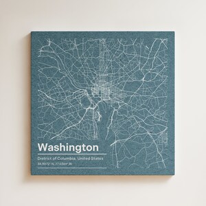 Personalized City Street Map Canvas, Custom Modern Minimalist Urban Art ...