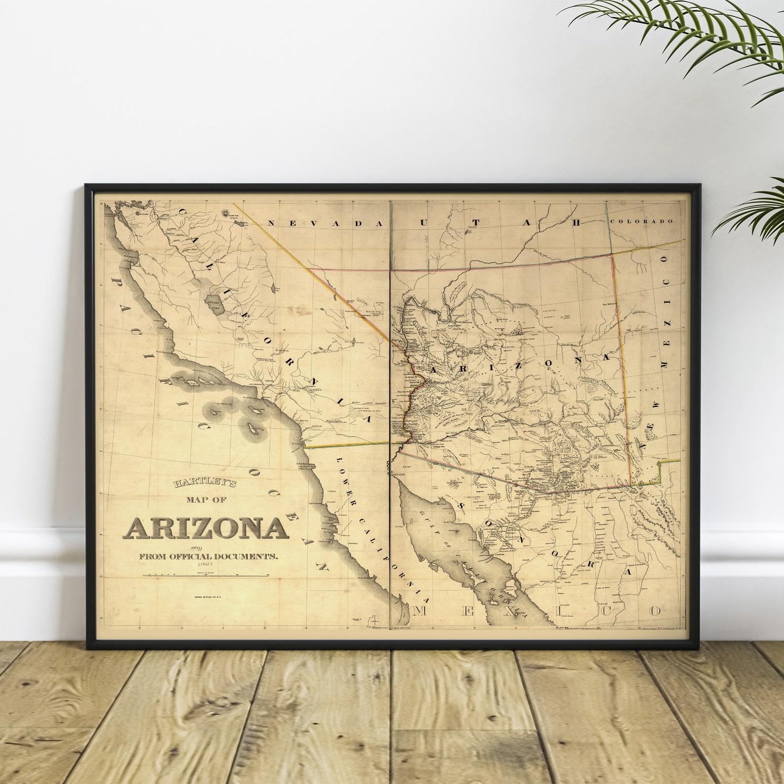 Map of Arizona, Historical Map of Arizona, Antique Map of Arizona, Old ...