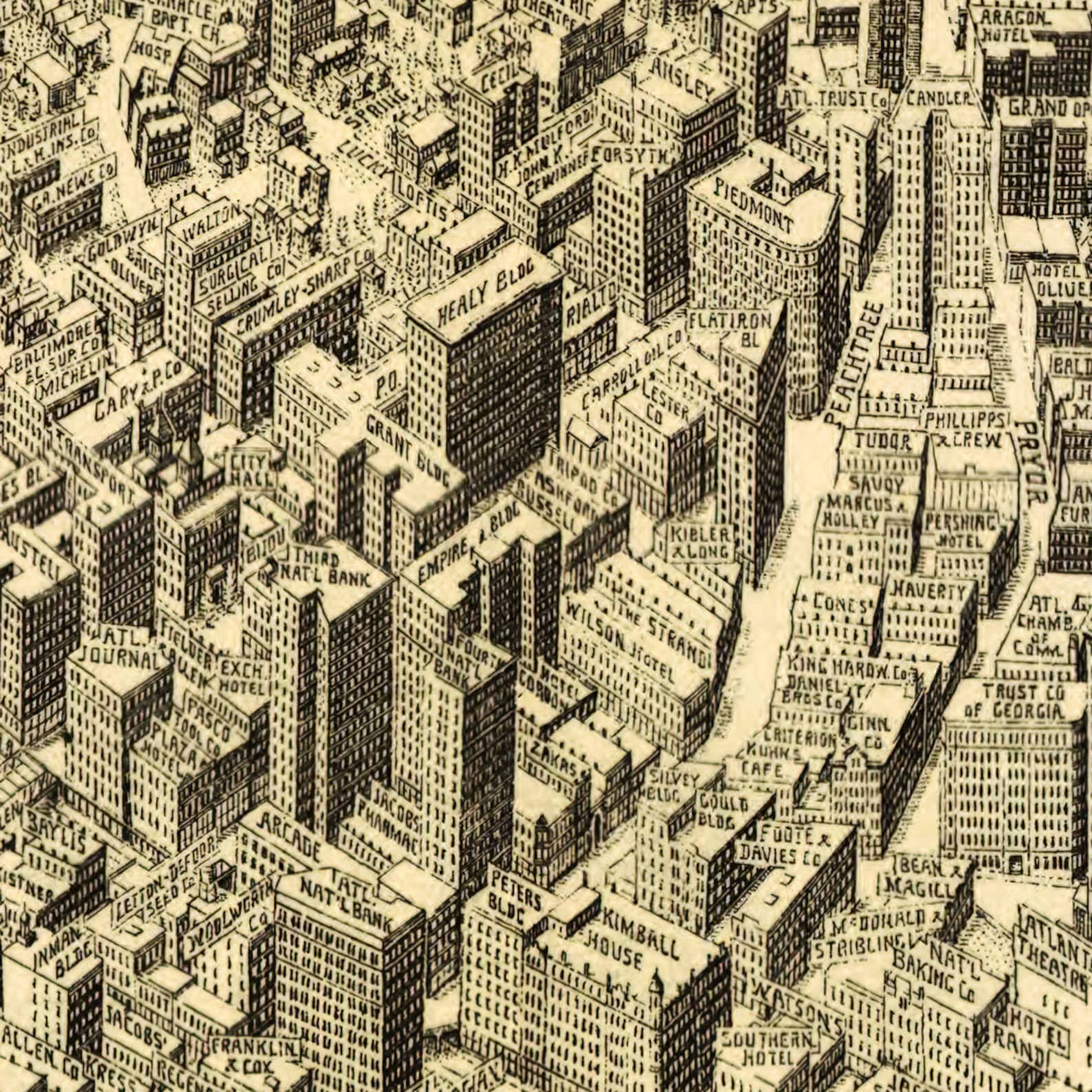 Atlanta Map Antique Map of Atlanta Old Historical Map of | Etsy