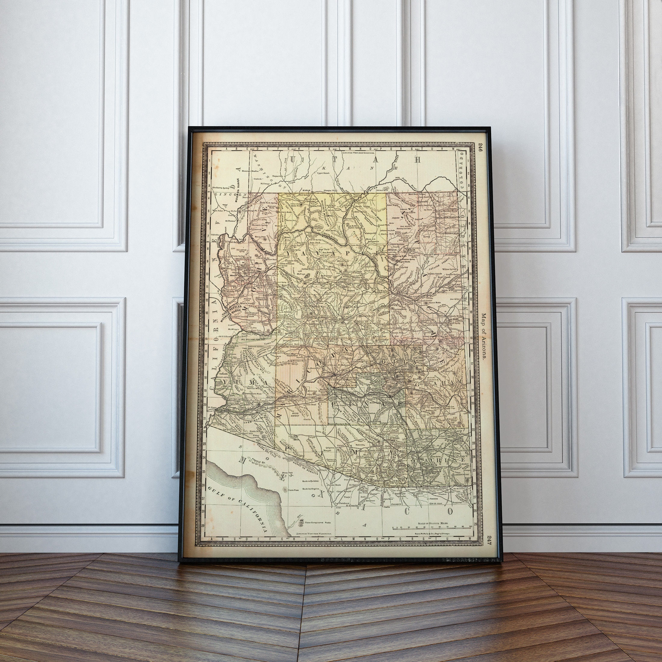 1883 Arizona Territory Map, Historical Map of Arizona, Antique Map of ...