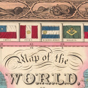 1849 Map of the World, on Mercator's Projection, 19th Century Antique ...