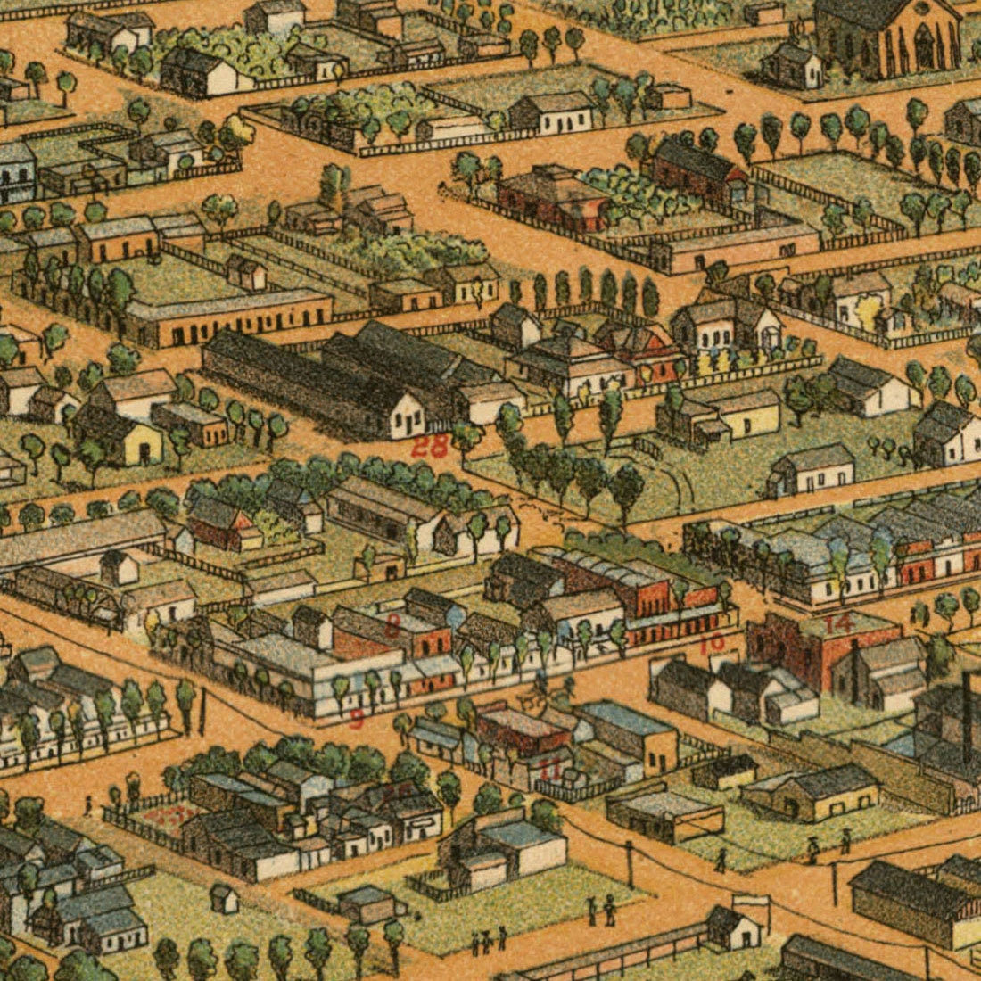 1885 Phoenix Aerial Map, Antique Map of Phoenix, Old Historical Map of ...