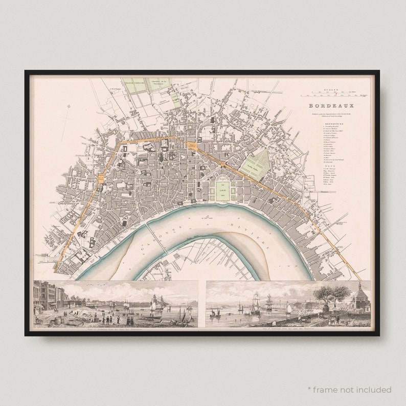 1832 Map of Bordeaux Antique Map of Bordeaux Old Historical - Etsy