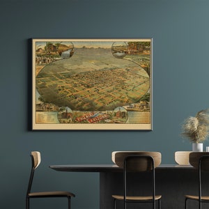 1885 Phoenix Aerial Map, Antique Map of Phoenix, Old Historical Map of ...