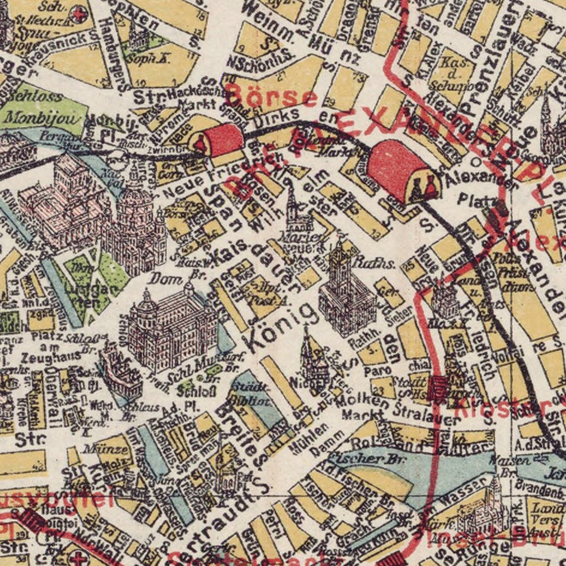 1929 Pharus Map Berlin, Antique Map of Berlin, Old Historical Map of ...