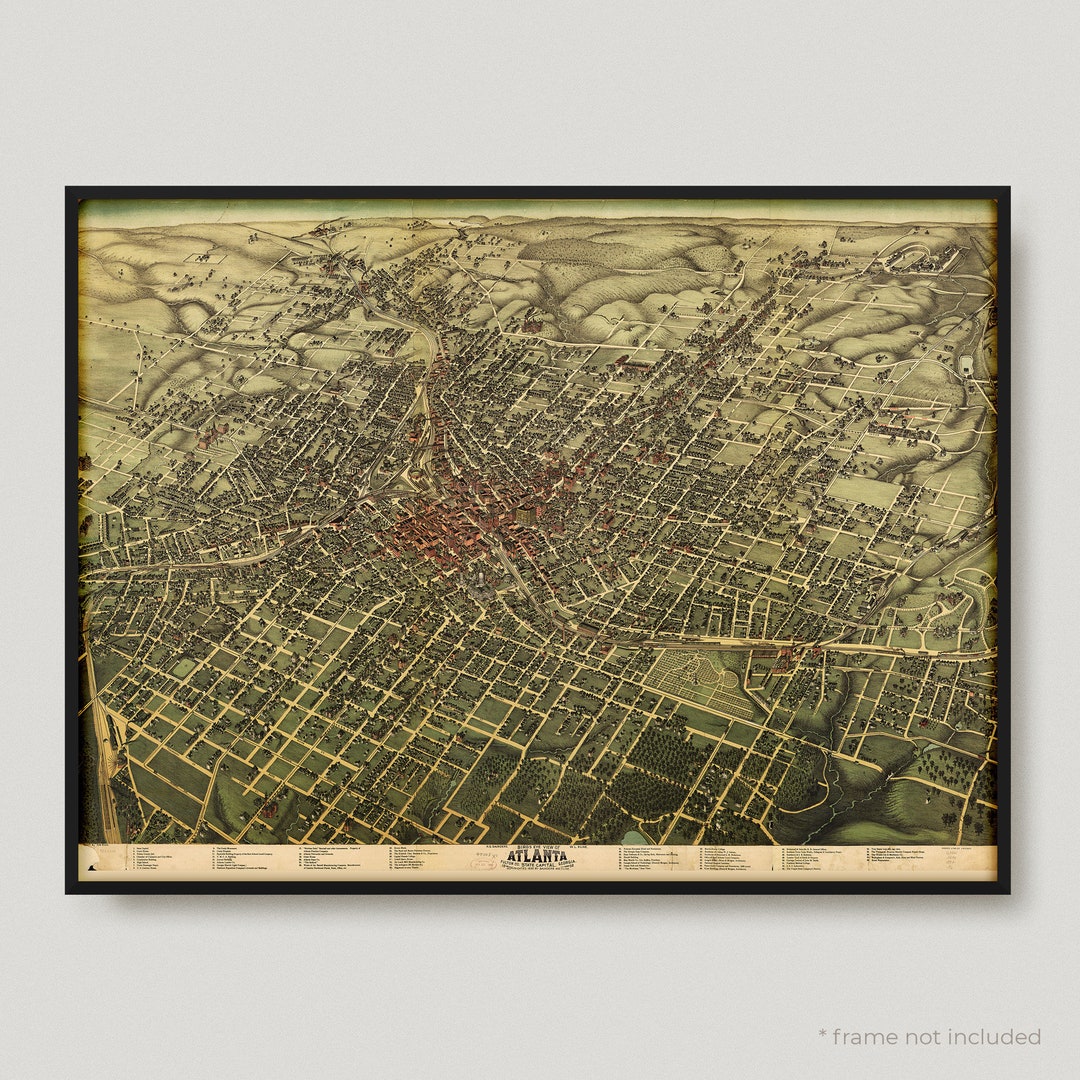 1892 Atlanta Koch Map, Antique Map of Atlanta, Old Historical Map of ...