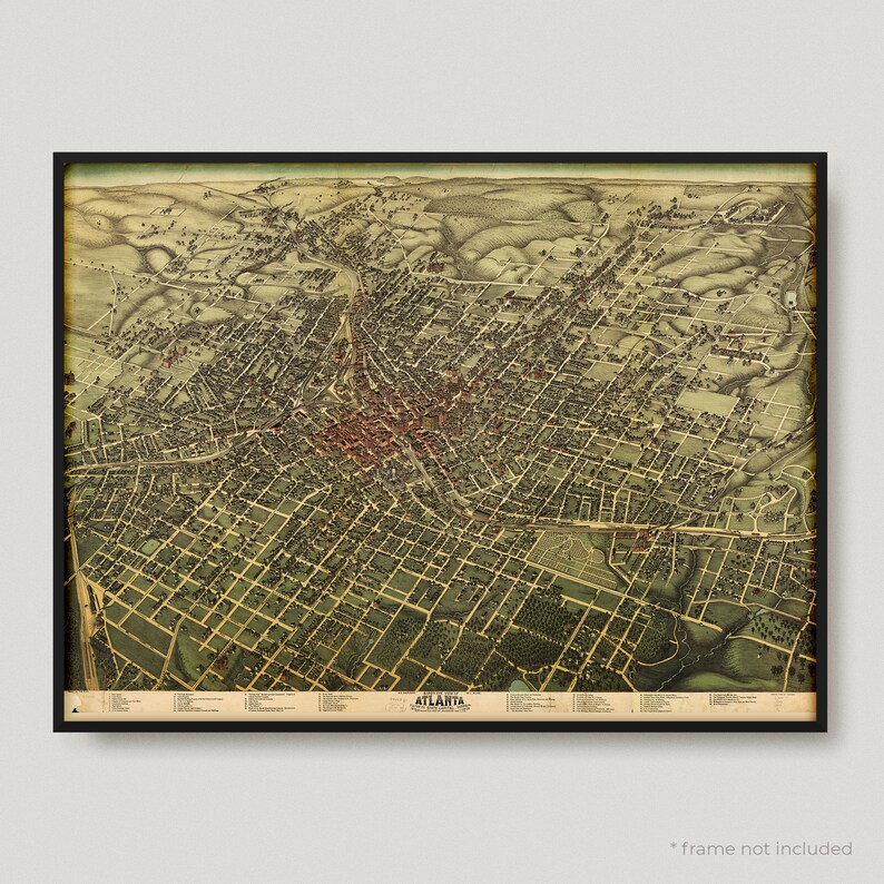 1892 Atlanta Koch Map Antique Map of Atlanta Old Historical | Etsy