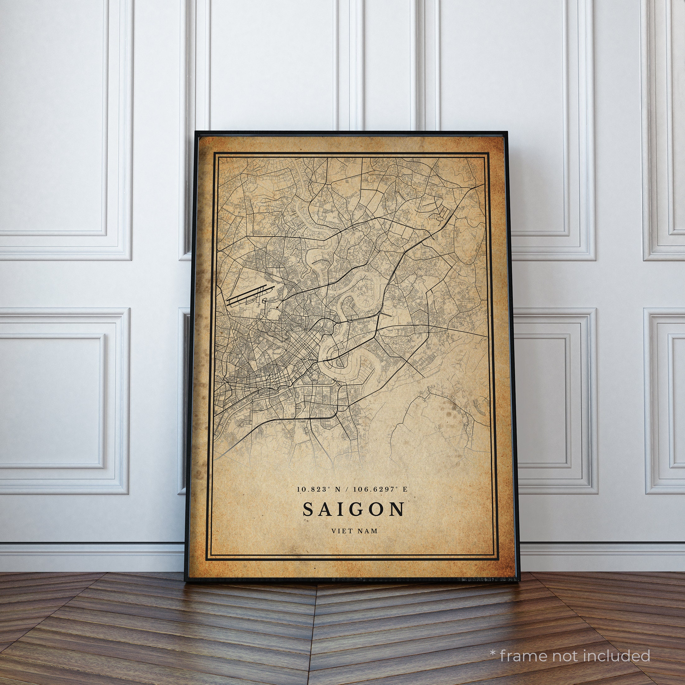 Saigon Vintage Map Print Saigon Retro Map Poster Antique | Etsy