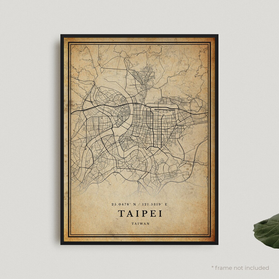 Taipei Vintage Map Print, Taipei Retro Map Poster, Antique Style Map ...