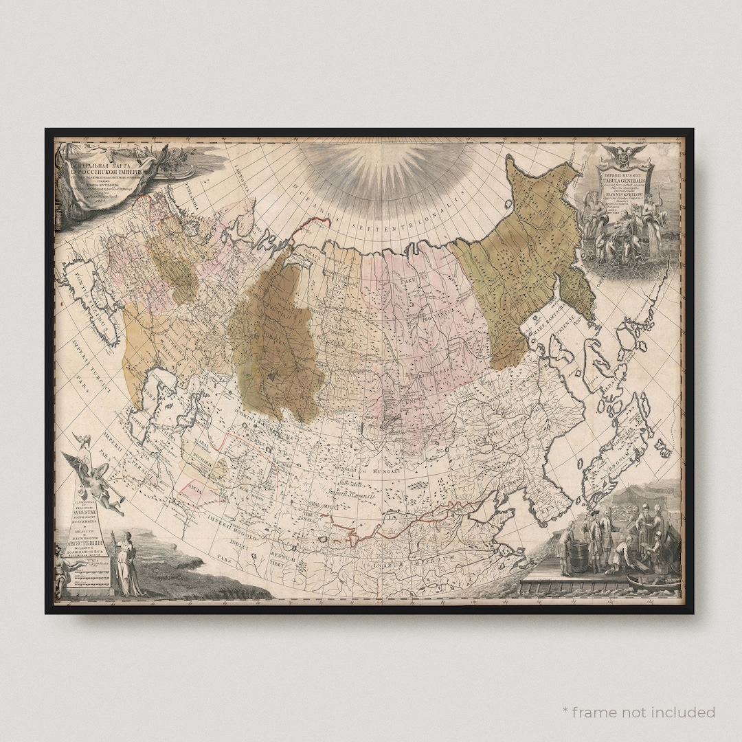 1734 Mapa del Imperio Ruso, Mapa Antiguo del Imperio Ruso, Mapa Antiguo ...