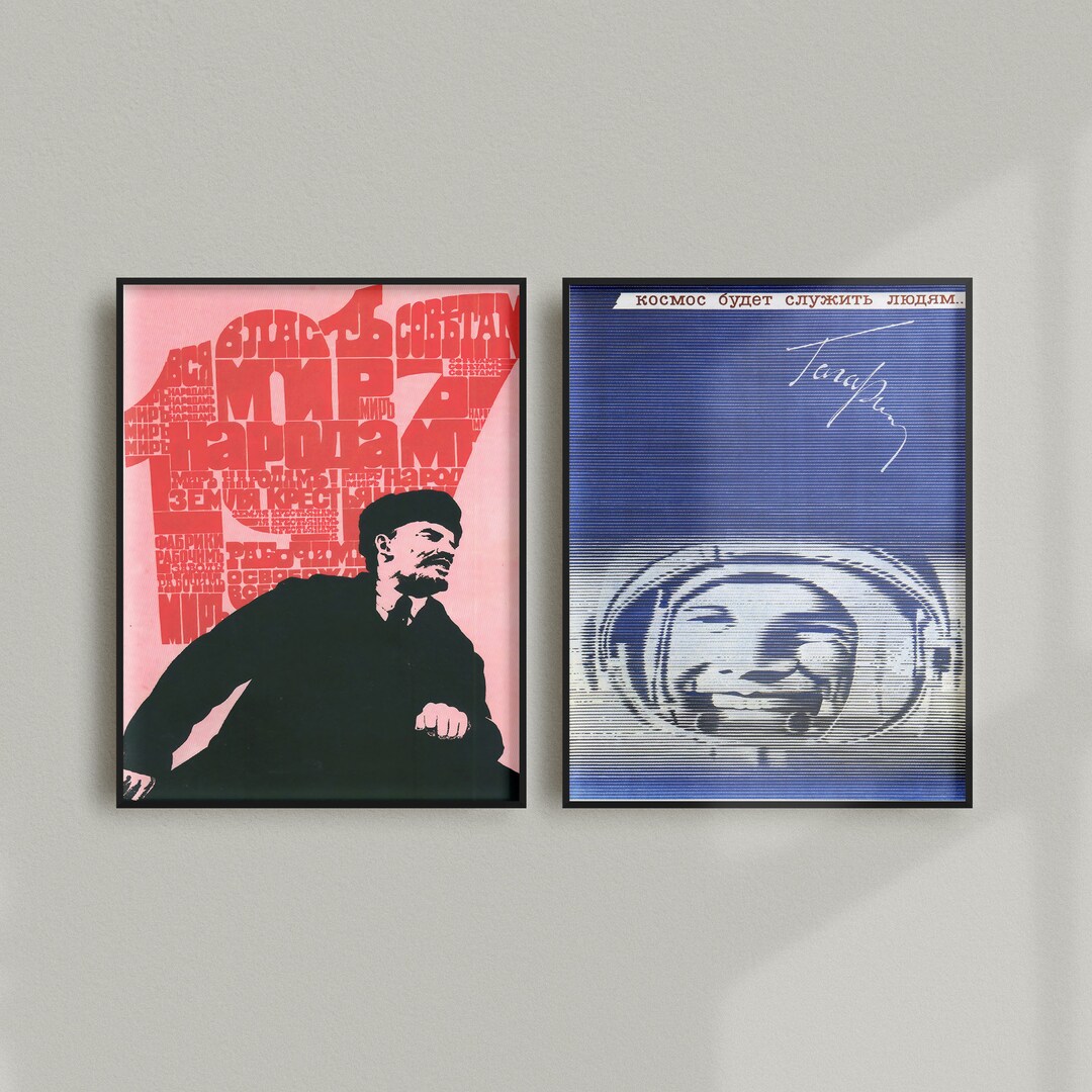 Set of 2 Vintage Soviet Posters, Retro Soviet Propaganda Posters ...