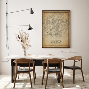 Yerevan Vintage Map Print, Yerevan Retro Map Poster, Antique Style Map ...