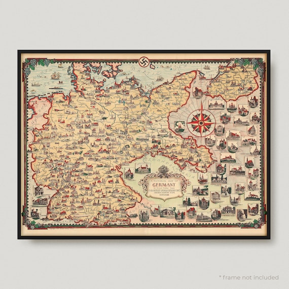 1935 Pictorial Map of Germany Antique Map of Germany Old Map | Etsy