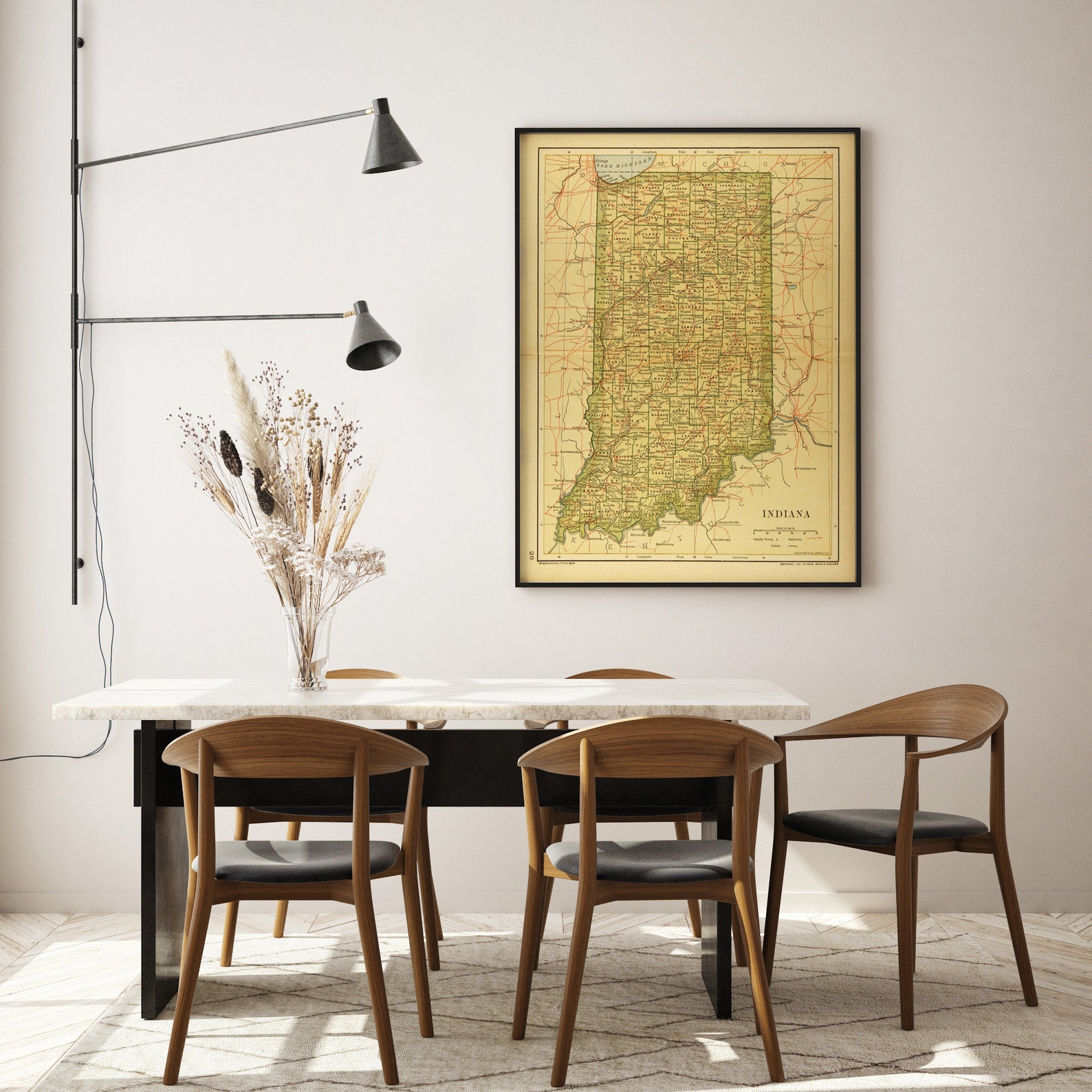 Map of Indiana Historical Map of Indiana Antique Map of - Etsy