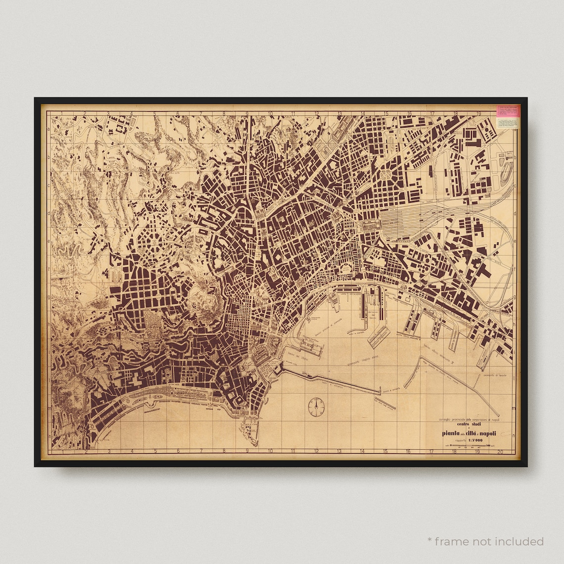 1940 Map of Naples, Antique Map of Naples, Old Historical Map of Naples ...