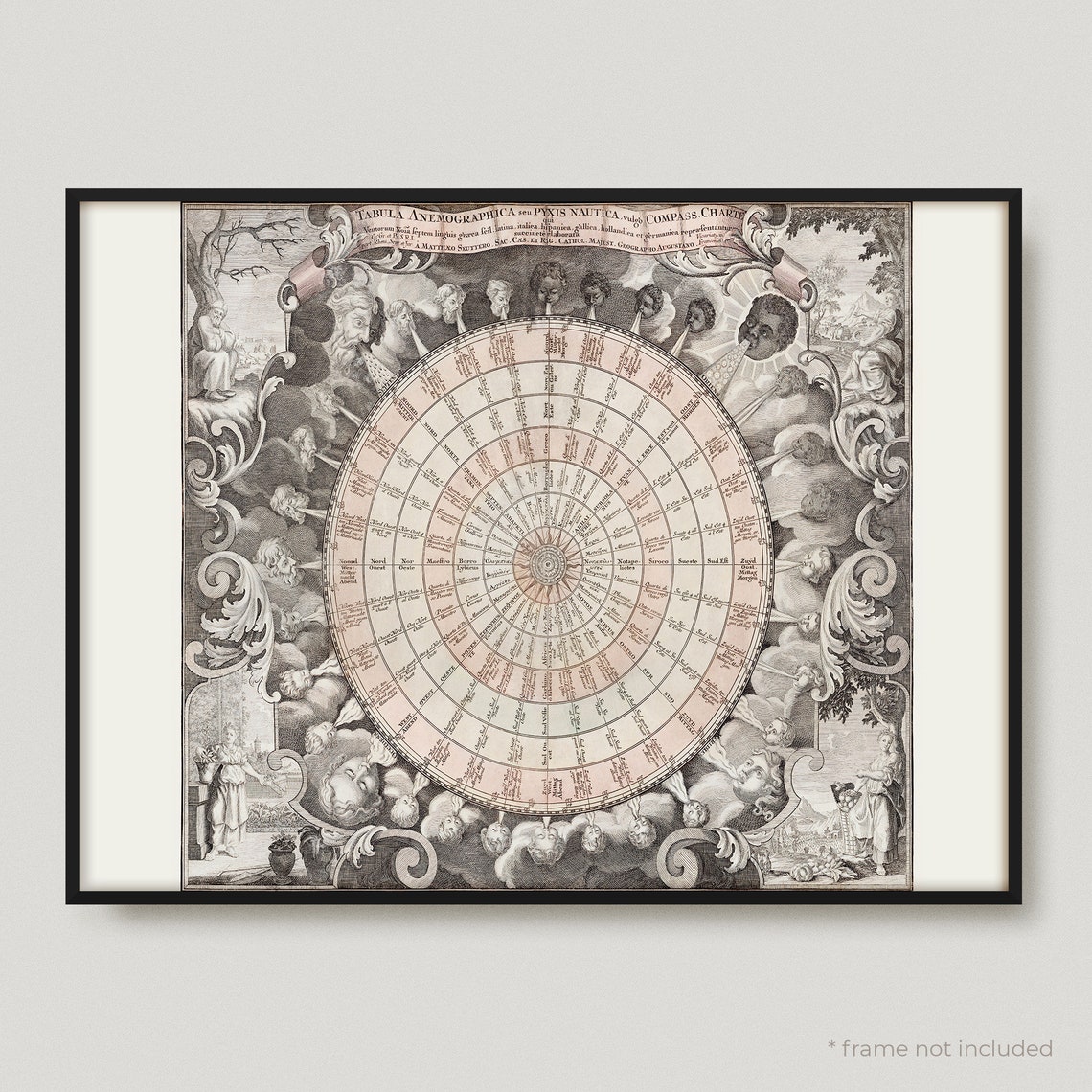 1740 A Map Of The Winds Map Wind Antique Map Wind Old Map | Etsy