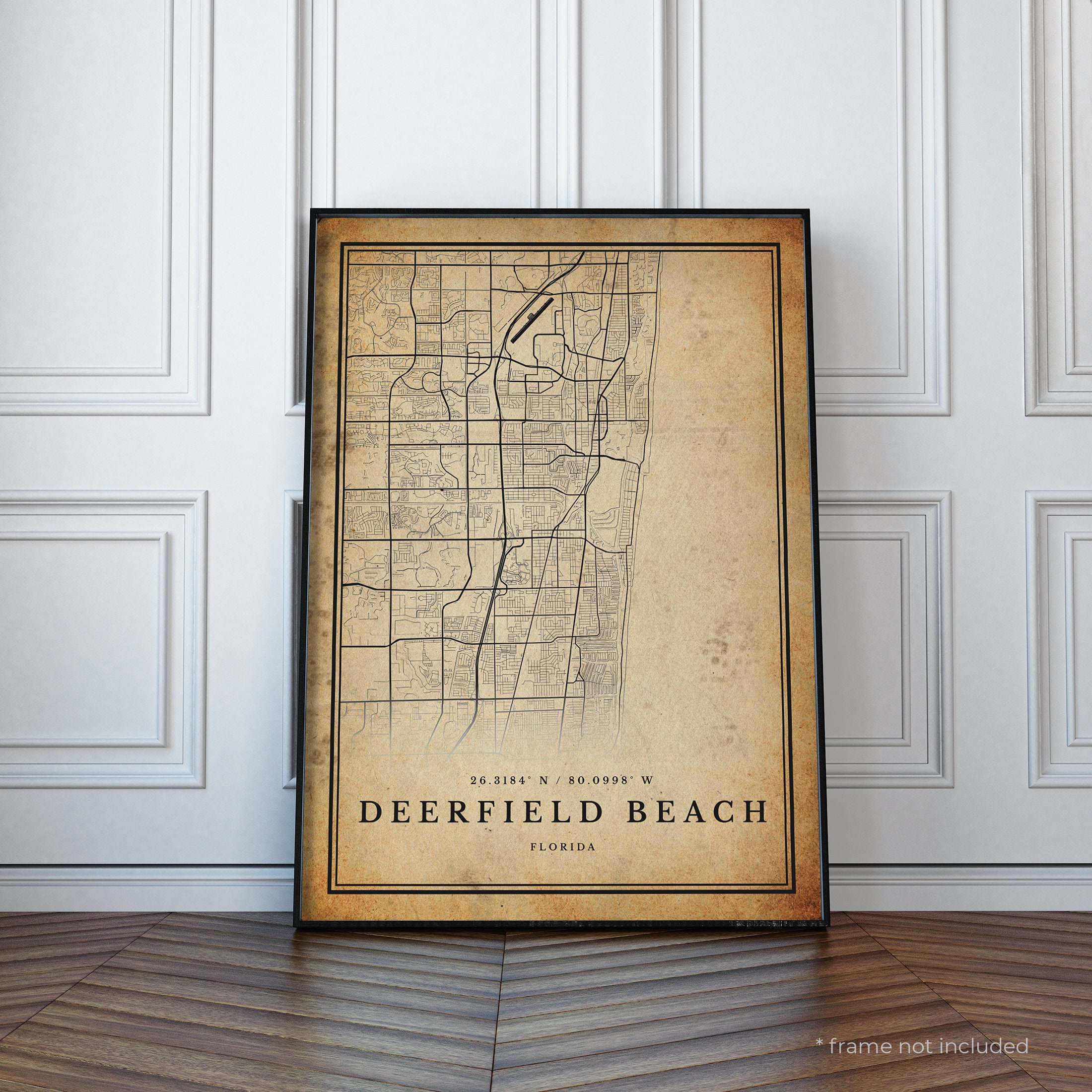 Deerfield Beach Vintage Map Print Deerfield Beach Retro Map - Etsy