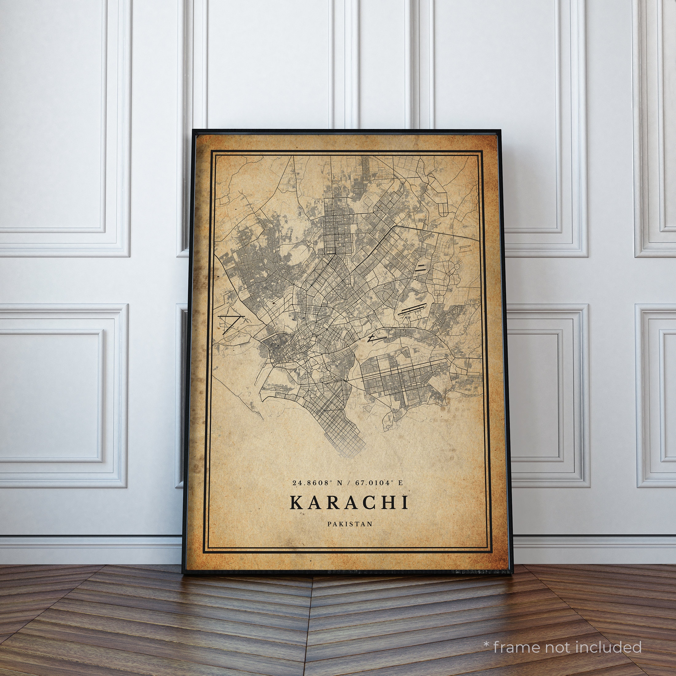 Karachi Vintage Map Print, Karachi Retro Map Poster, Antique Style Map ...