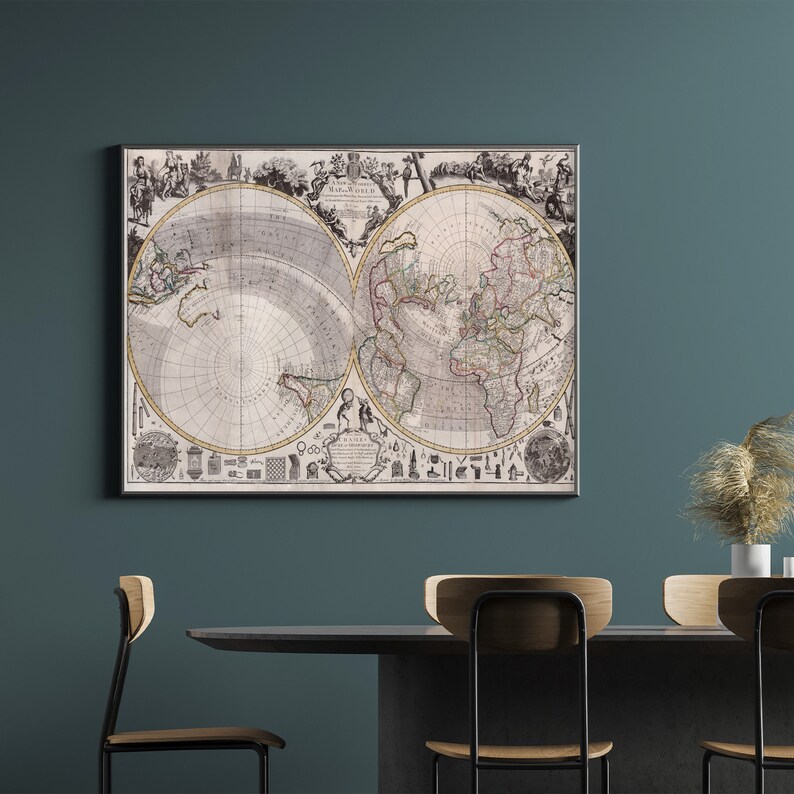 1714 Map of the World 18th Century Antique Map of the World - Etsy