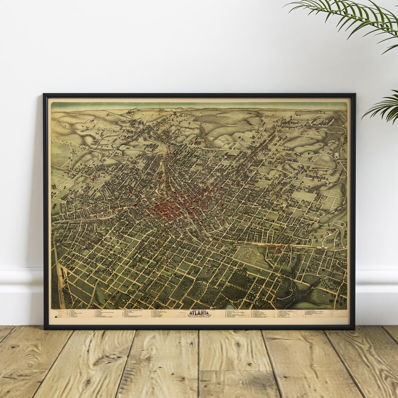 1892 Atlanta Koch Map Antique Map of Atlanta Old Historical | Etsy