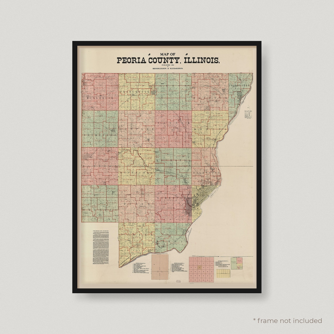 Map of Peoria County Illinois Historical Map of Illinois | Etsy