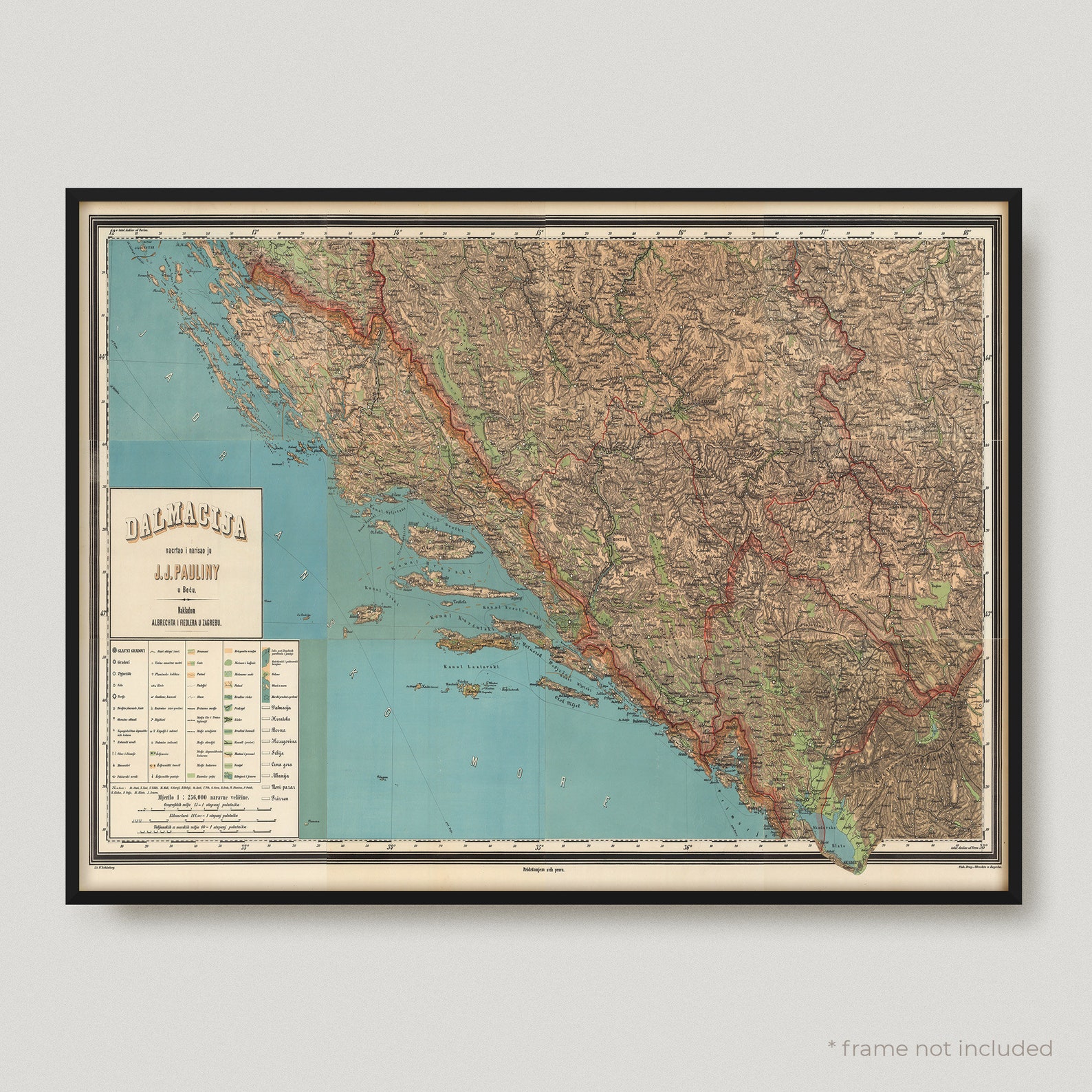 1877 Composite. Dalmacija, Antique Map of Dalmacija, Old Map of ...