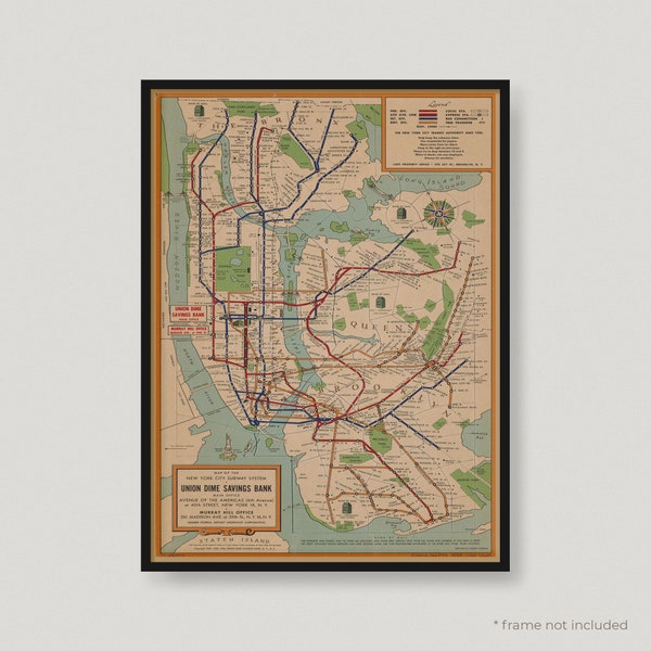 New York Subway Map - Etsy