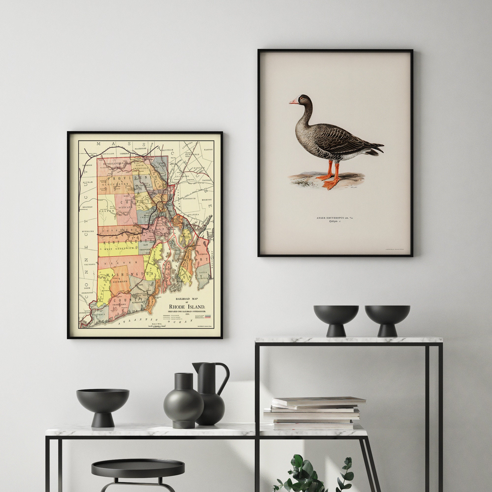 1910 Rhode Island Railroad Map Historical Map of Rhode | Etsy