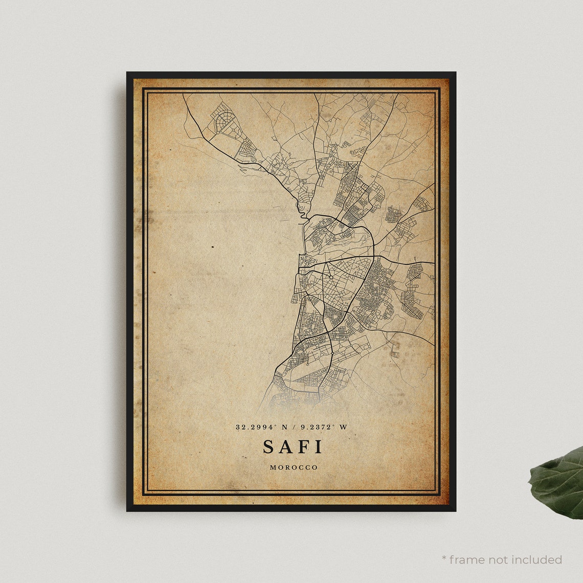 Safi Vintage Map Print, Safi Retro Map Poster, Antique Style Map ...