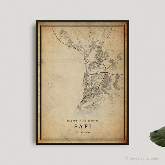 Safi Vintage Map Print Safi Retro Map Poster Antique Style | Etsy