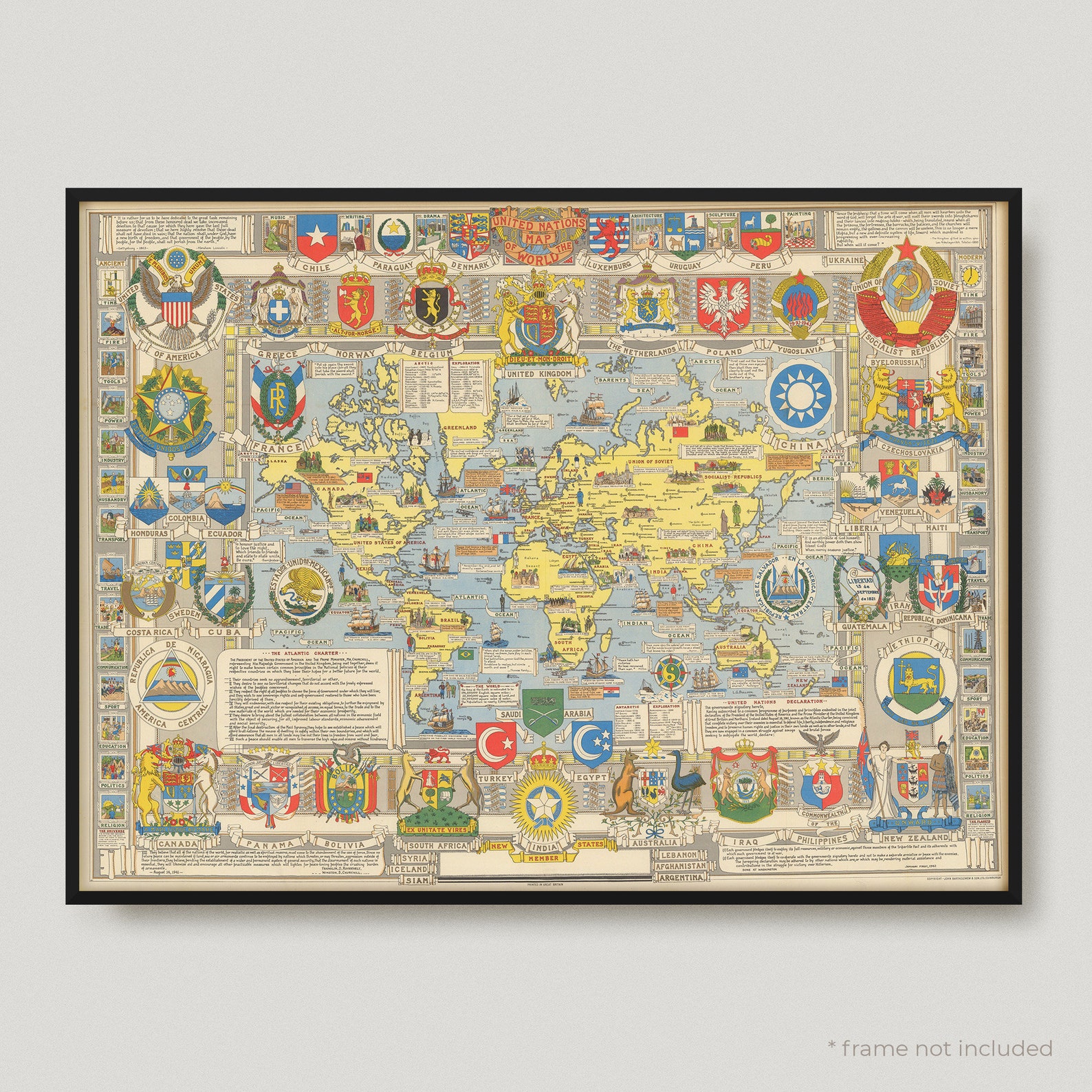 1948 United Nations Map of the World 20th Century Antique Map - Etsy