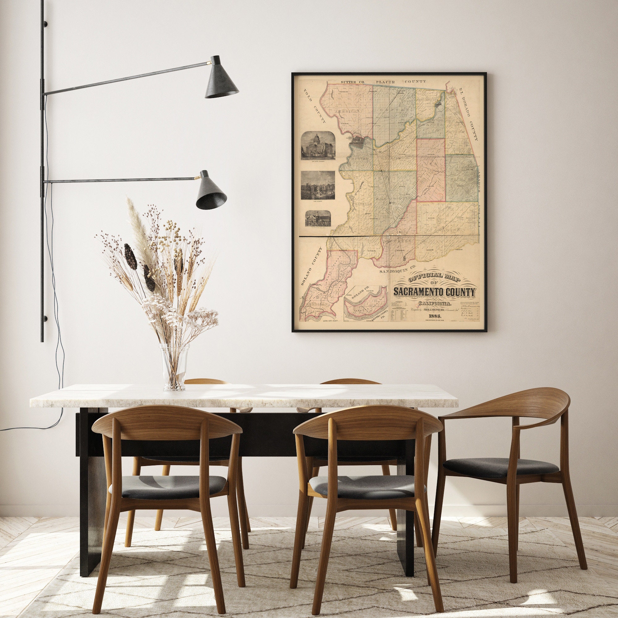 1885 Map of Sacramento County Antique Map of Sacramento Old - Etsy