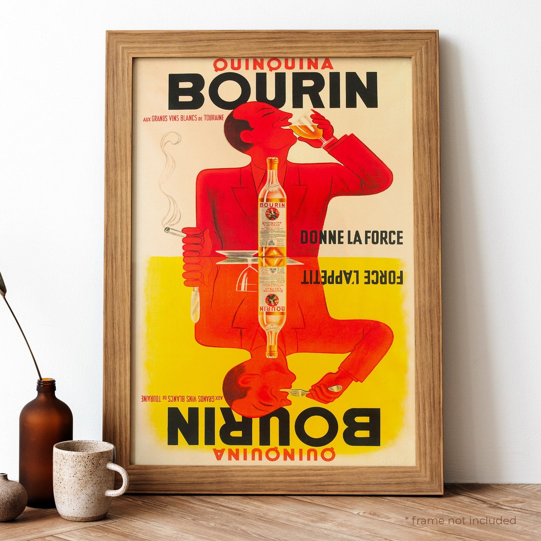 Bourin Vintage Poster, Französisches Getränk Retro Druck, Französisches ...