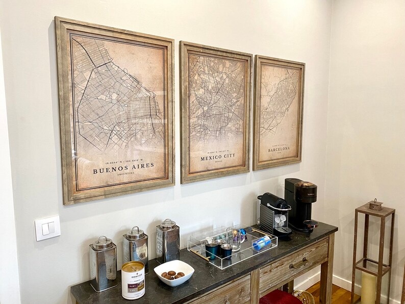 Set of 3 ANY CITY Vintage Map Posters Personalized Retro Map - Etsy